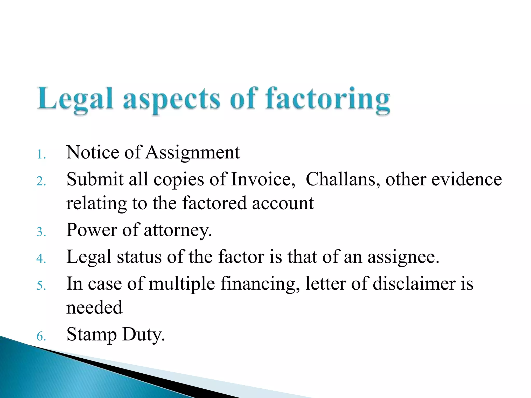 Factoring legal Aspects and Scenario in India | PPTX