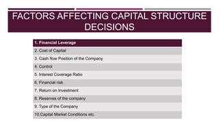 Presentation on factors affecting capital structure decisions | PPTX