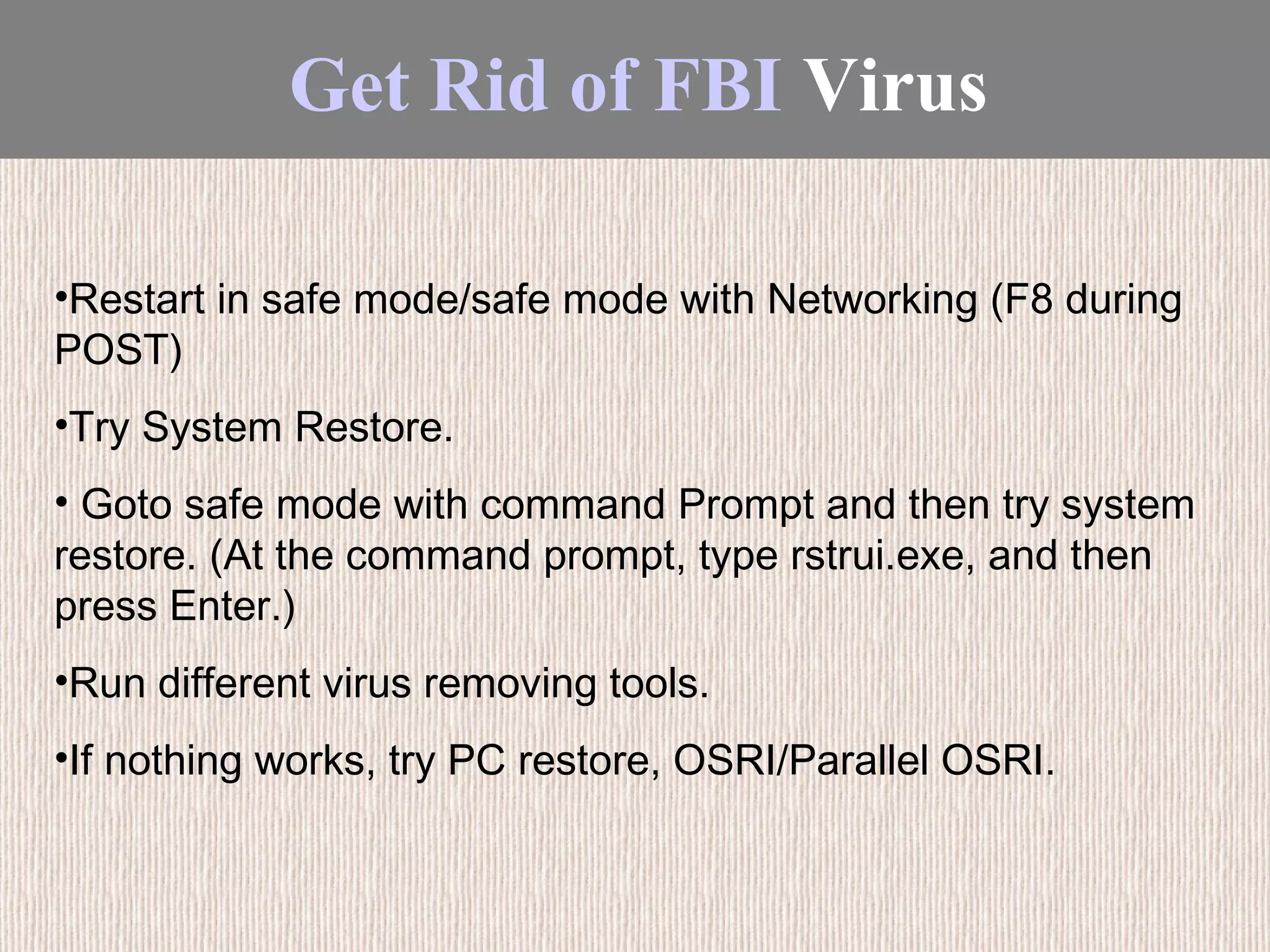 Presentation on FBI VIRUS | PPT