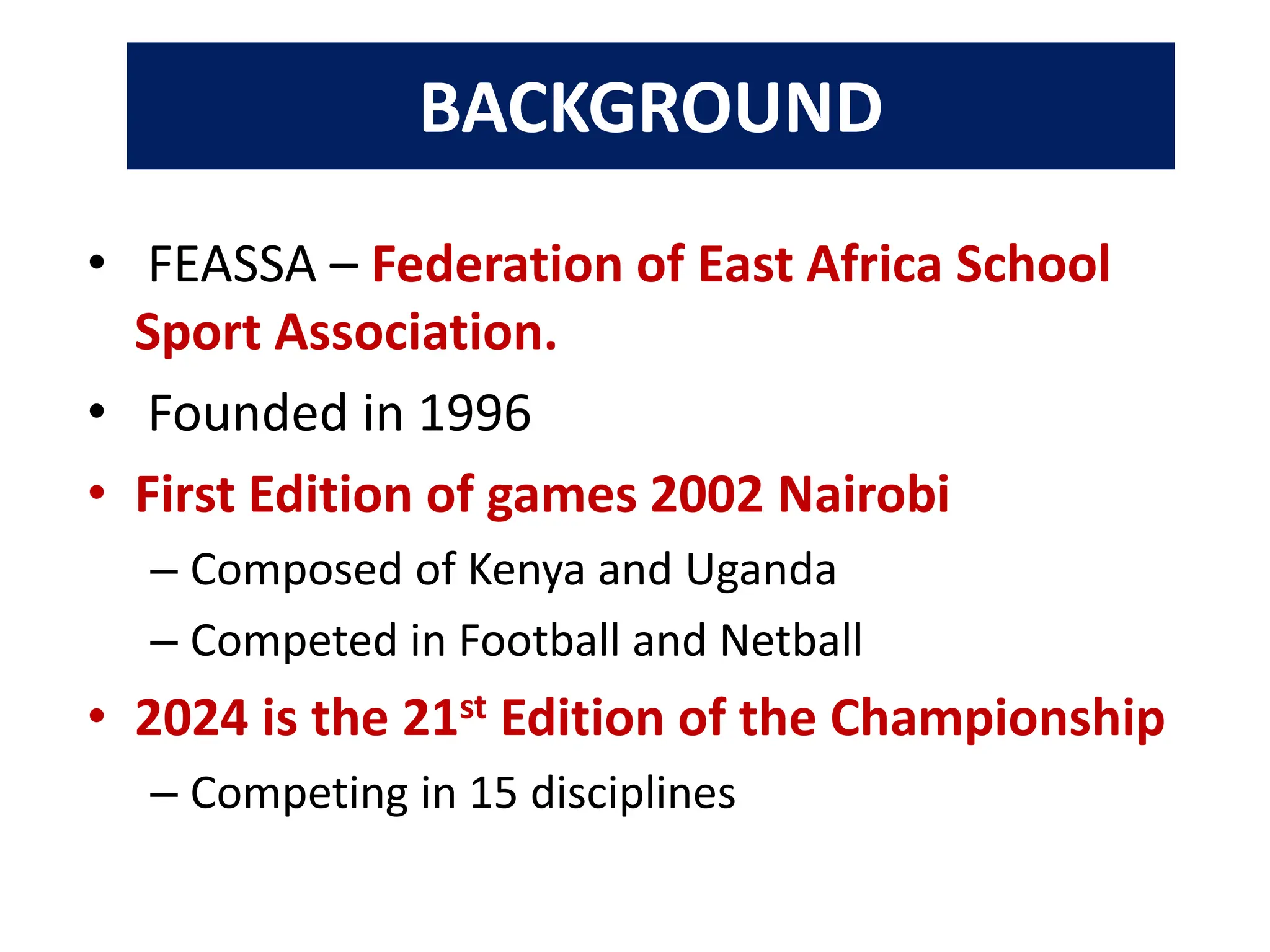 PRESENTATION ON FEASSA GAMES 2024. Feder | PPTX