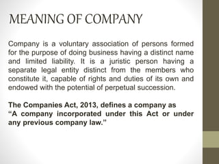 Presentation on features and kinds of company | PPT