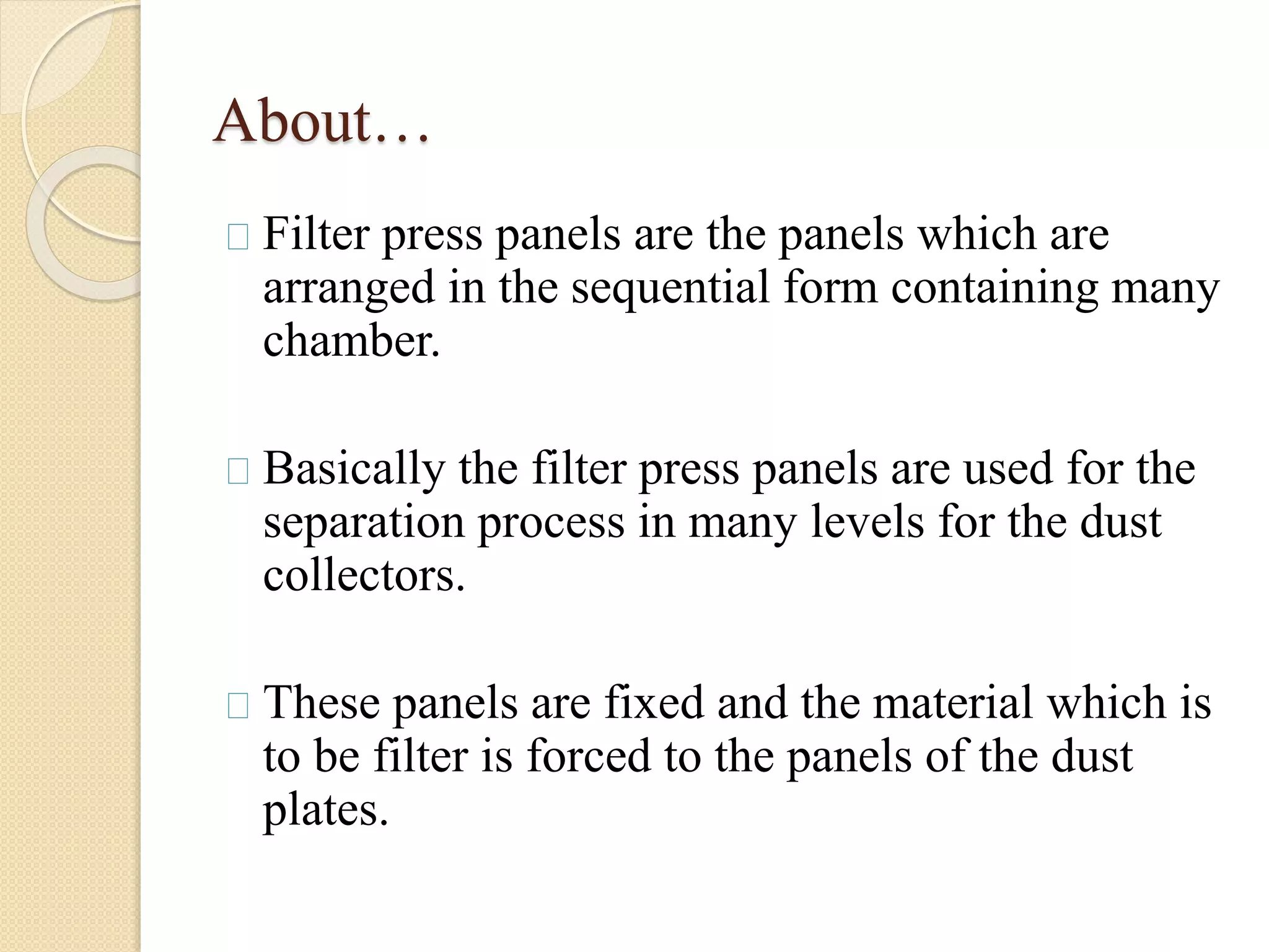 Presentation on filter press panels | PPTX