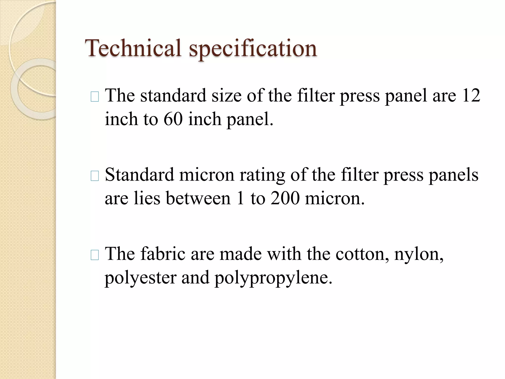 Presentation on filter press panels | PPTX
