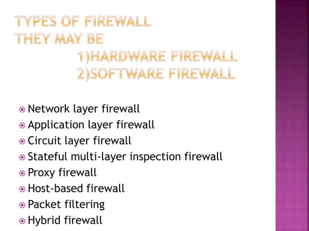 firewall and its types | PPTX | Operating Systems | Computer Software and Applications
