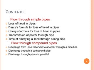 Presentation on flow through simple pipes and flow through compound ...