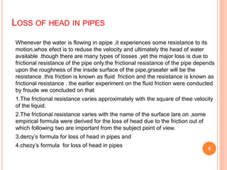 Presentation on flow through simple pipes and flow through compound ...