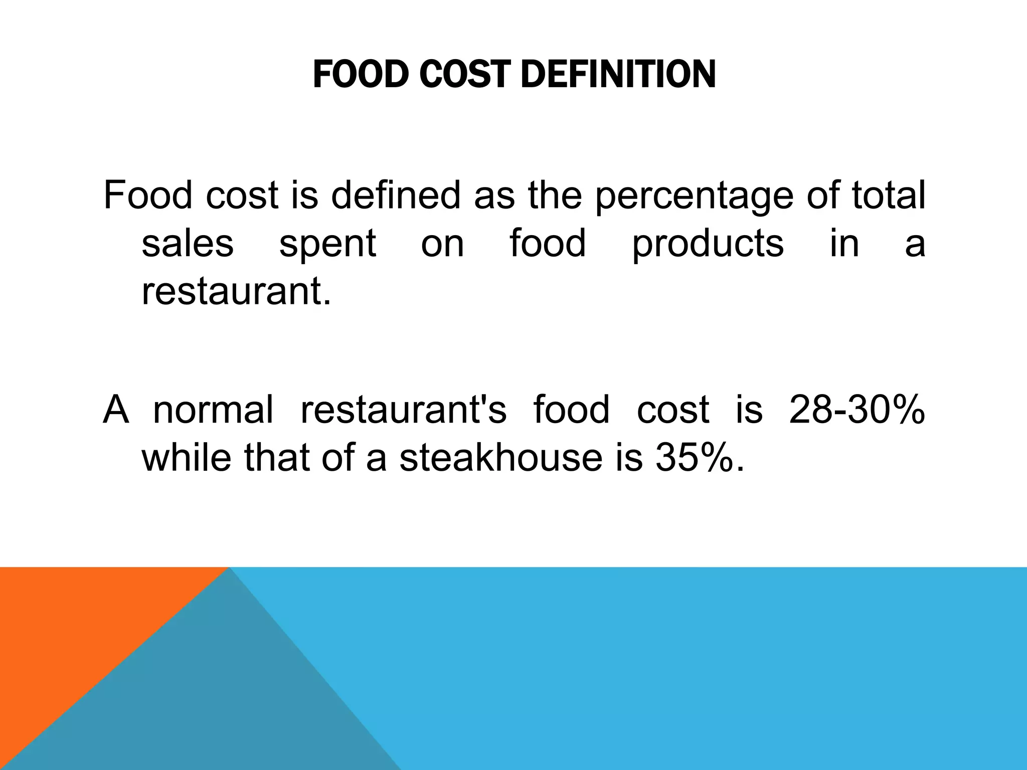 Presentation on food cost concept | PPTX
