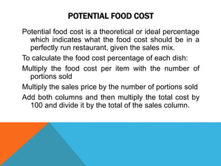 Presentation on food cost concept | PPTX