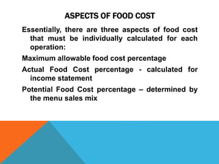 Presentation on food cost concept | PPTX