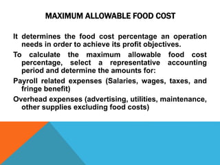 Presentation on food cost concept | PPTX