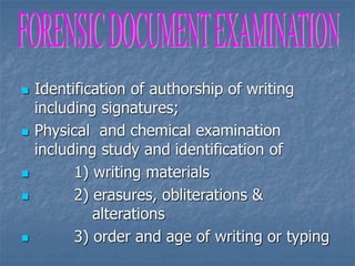 Presentation on FORENSIC DOCUMENT EXAMINATION.ppt