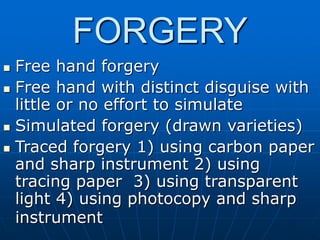 Presentation on FORENSIC DOCUMENT EXAMINATION.ppt