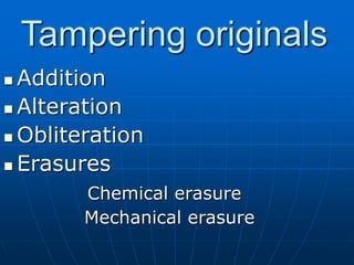 Presentation on FORENSIC DOCUMENT EXAMINATION.ppt