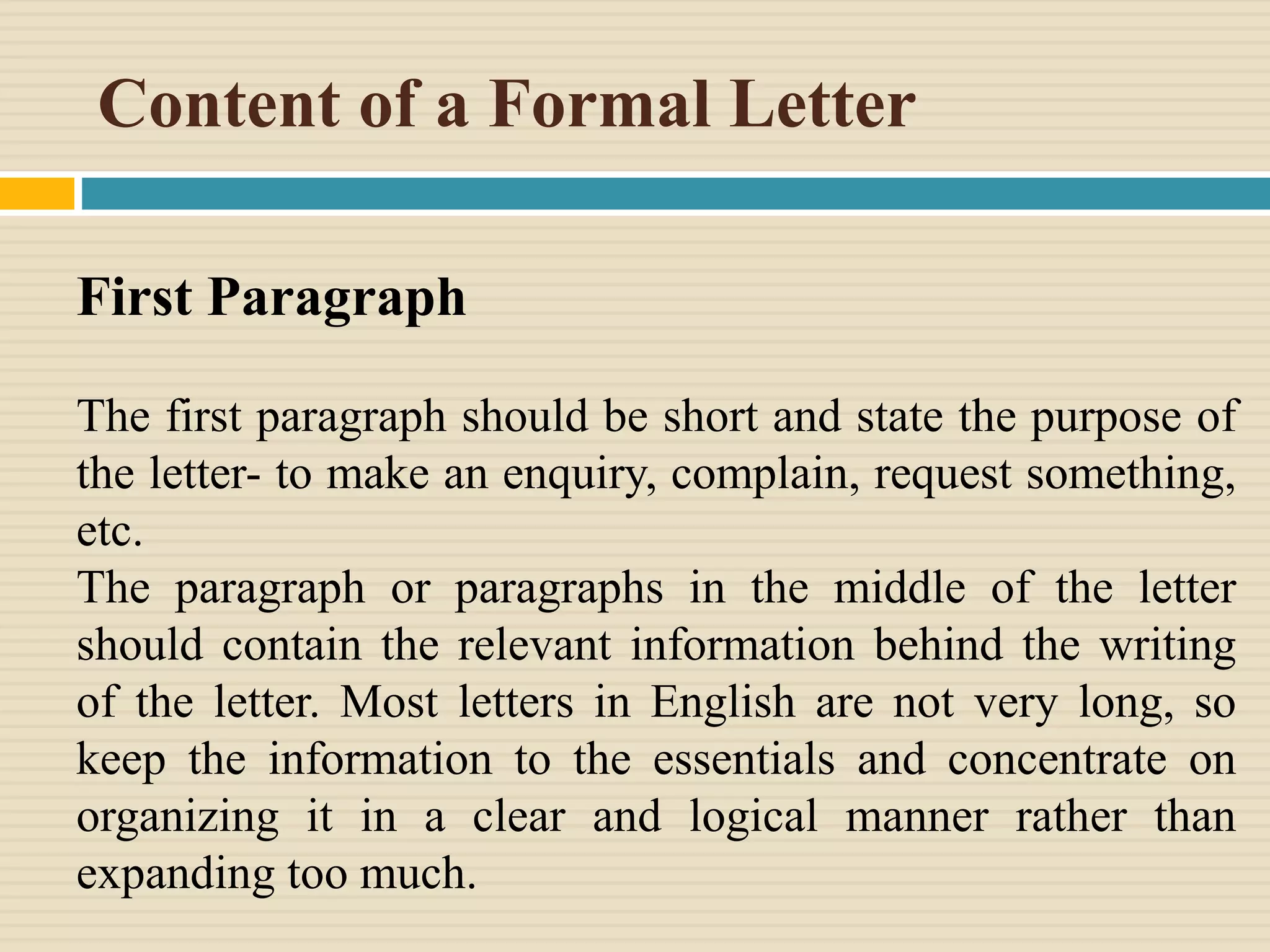 Presentation on formal letter | PPTX