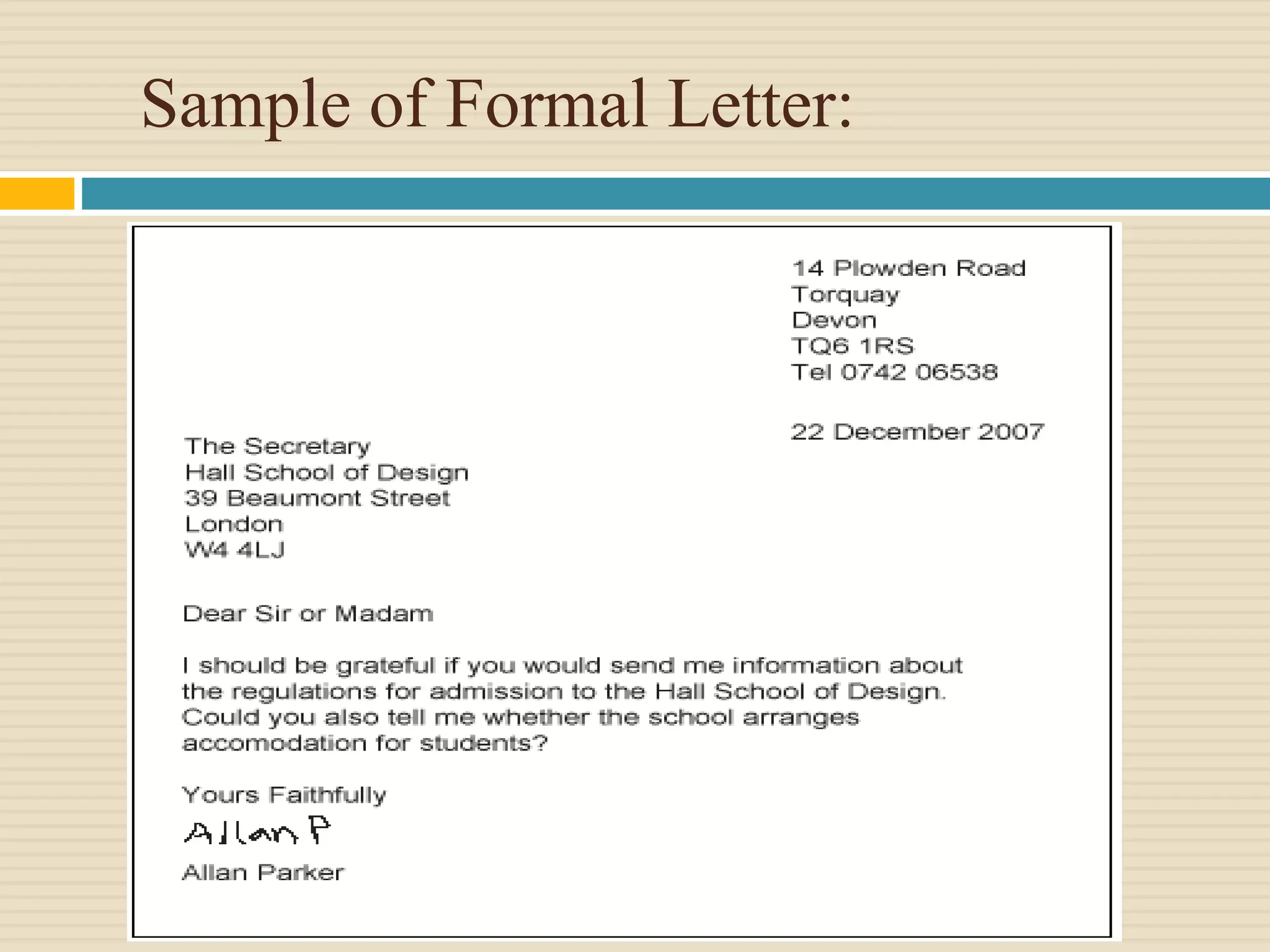Presentation on formal letter | PPTX