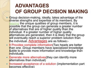 Presentation on forms of group decision making in organizations by prof ...