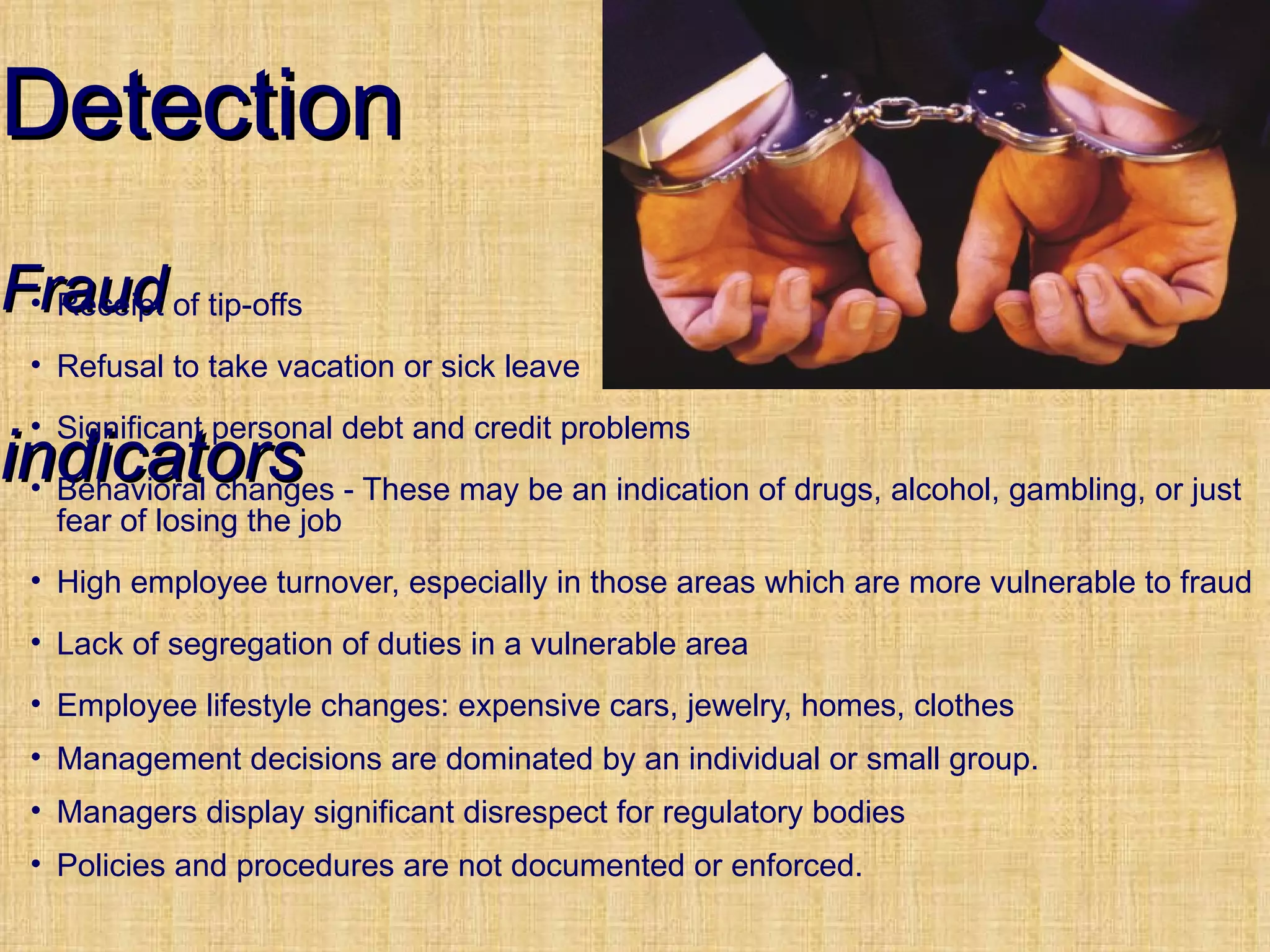 Presentation on fraud prevention, detection & control | PPT