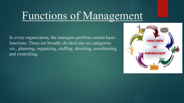 Presentation on functions of management | PPTX | Executive Leadership & Management | Business