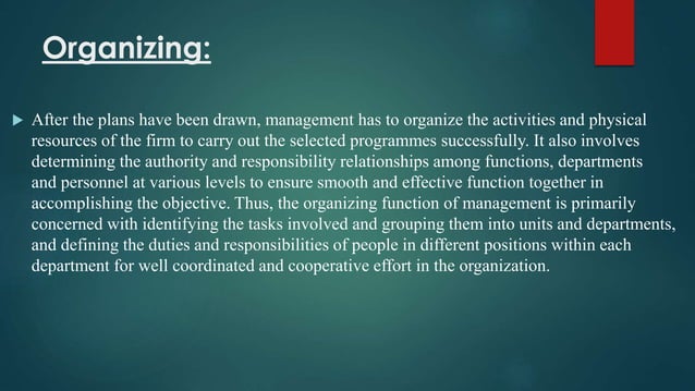 Presentation on functions of management | PPTX | Executive Leadership & Management | Business