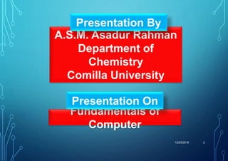 Presentation on fundamentals of computer by Jitu | PPTX | Computer ...