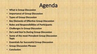 Presentation on Group Discussion, definition, importance, types | PPTX