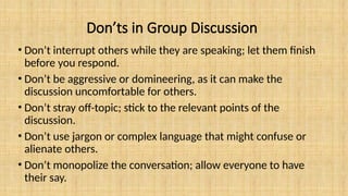 Presentation on Group Discussion, definition, importance, types | PPTX