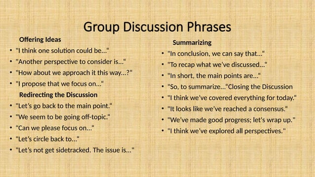 Presentation on Group Discussion, definition, importance, types | PPTX