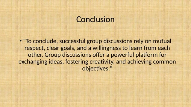 Presentation on Group Discussion, definition, importance, types | PPTX