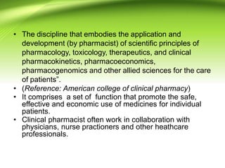 General Discussion on Clinical Pharmacy | PPTX