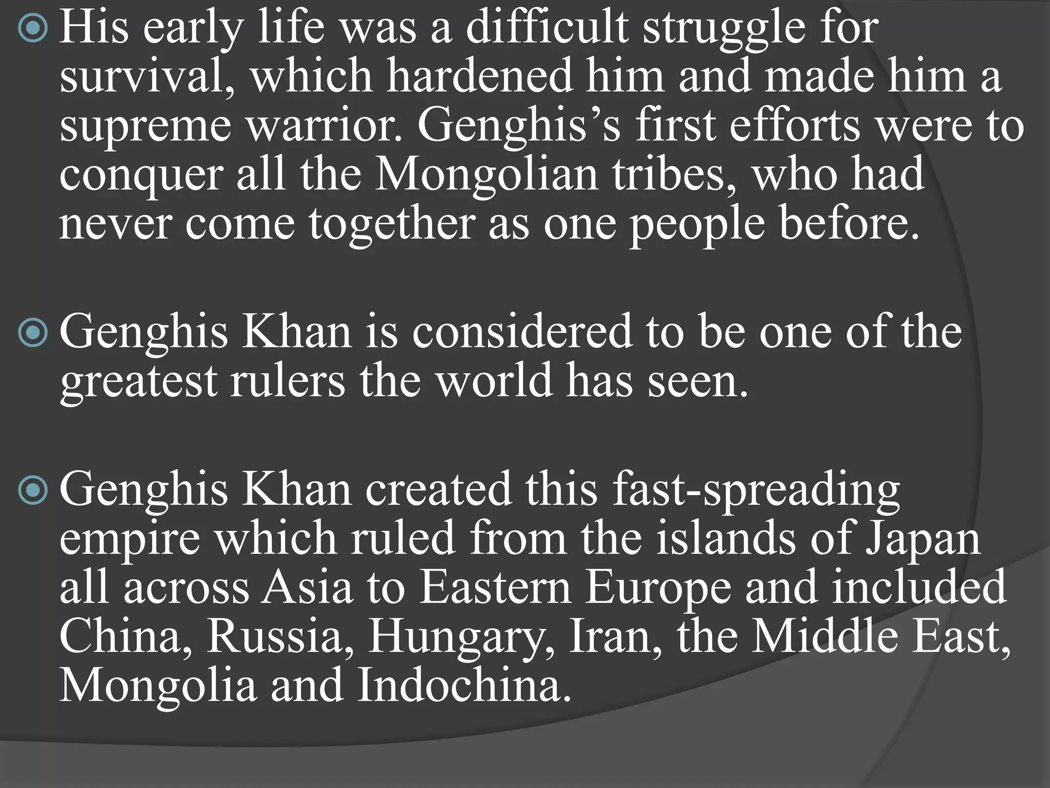 Presentation on genghis khan and his leadership style | PPTX