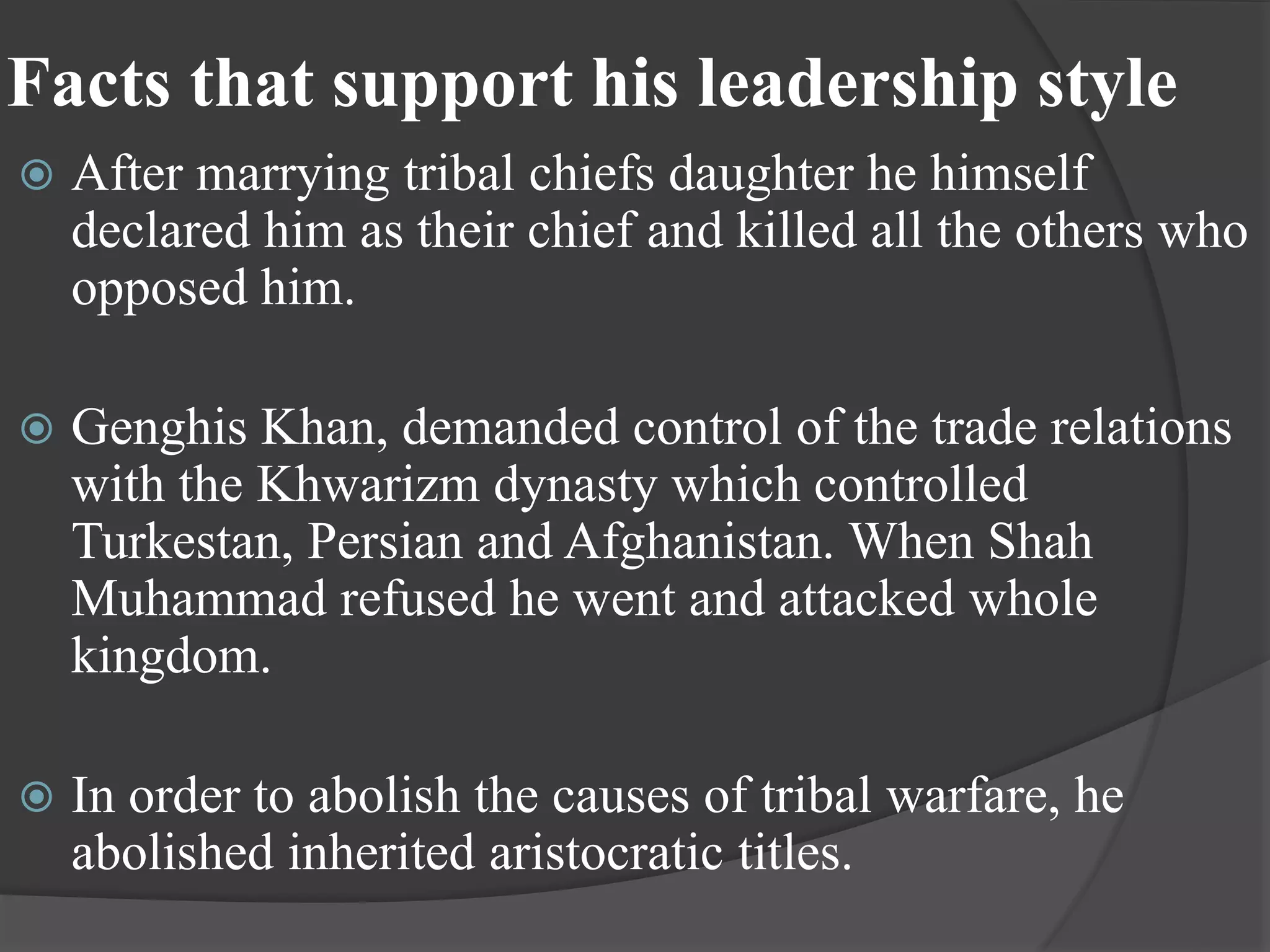Presentation on genghis khan and his leadership style | PPTX