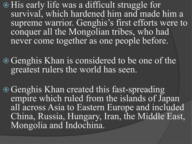 Presentation on genghis khan and his leadership style | PPTX