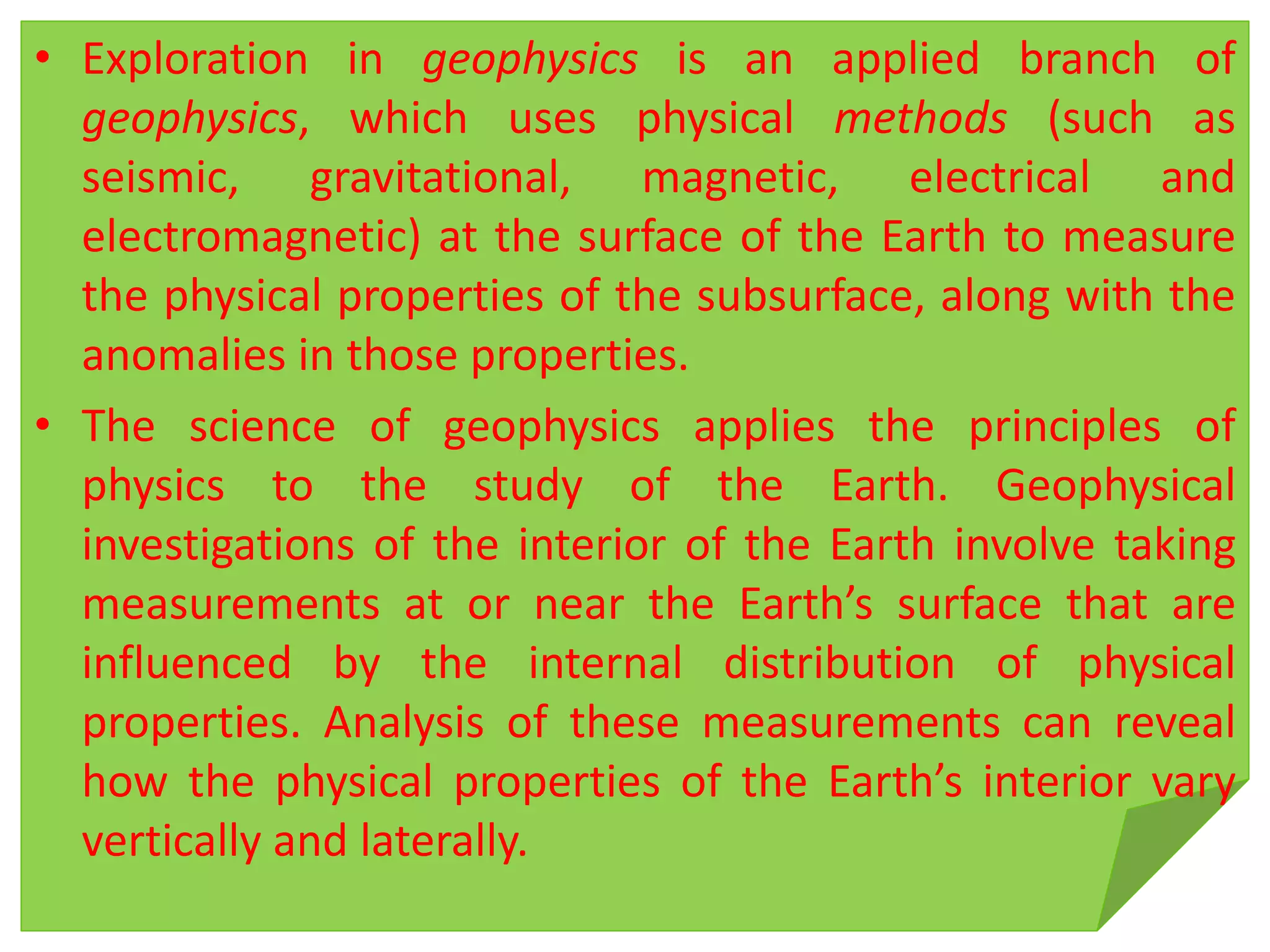 Presentation on geophysical methods | PPTX