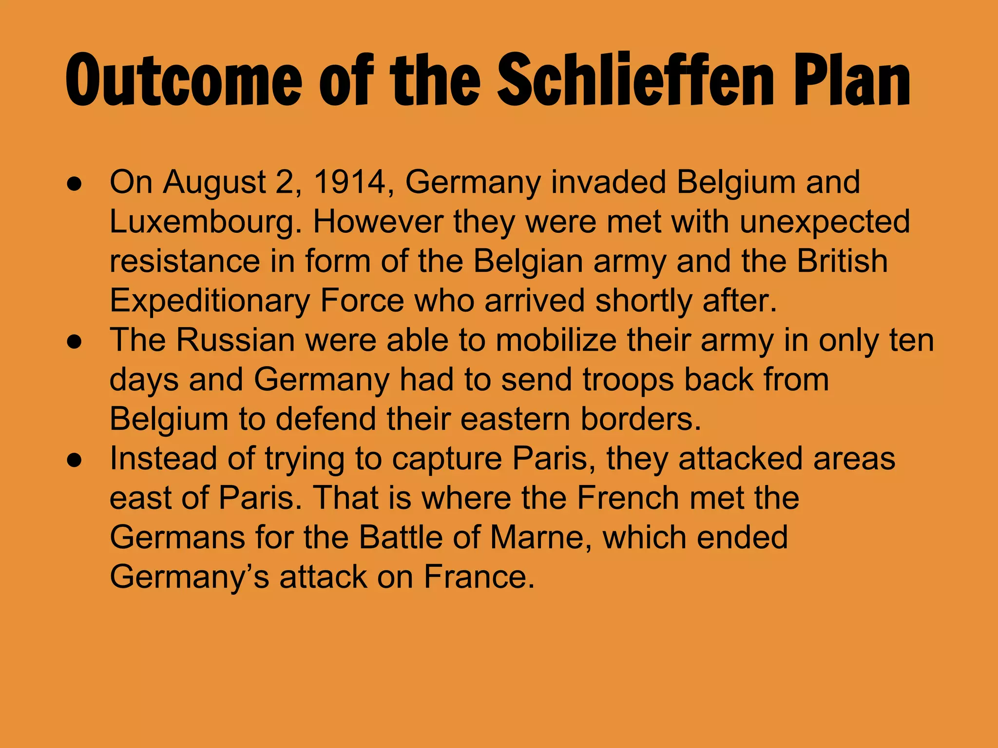 Schlieffen Plan and U-Boat Warfare | PPT