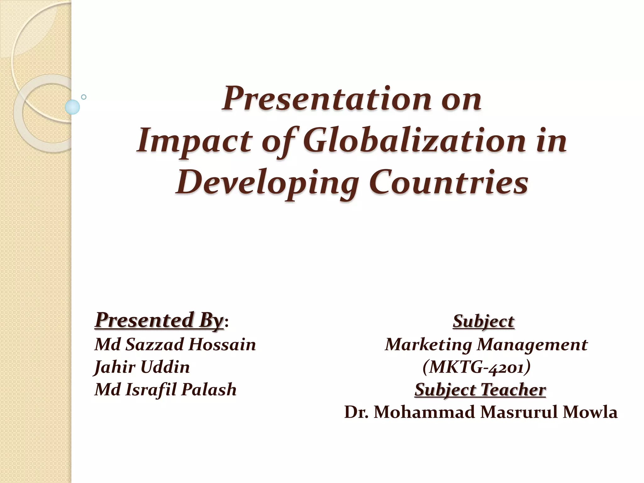 Globalization- Impact on Developing Countries | PPTX