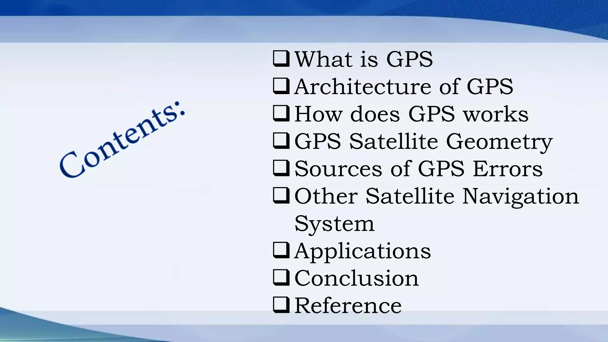 Presentation on GPS (Global Positioning System) | PPTX