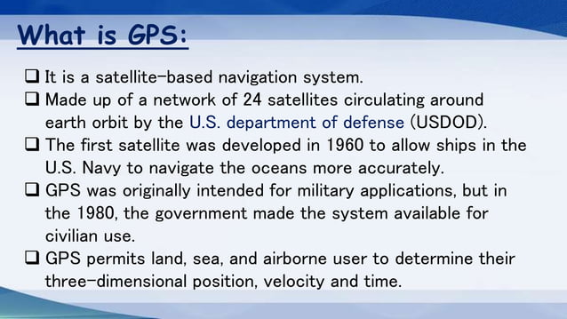 Presentation on GPS (Global Positioning System) | PPTX