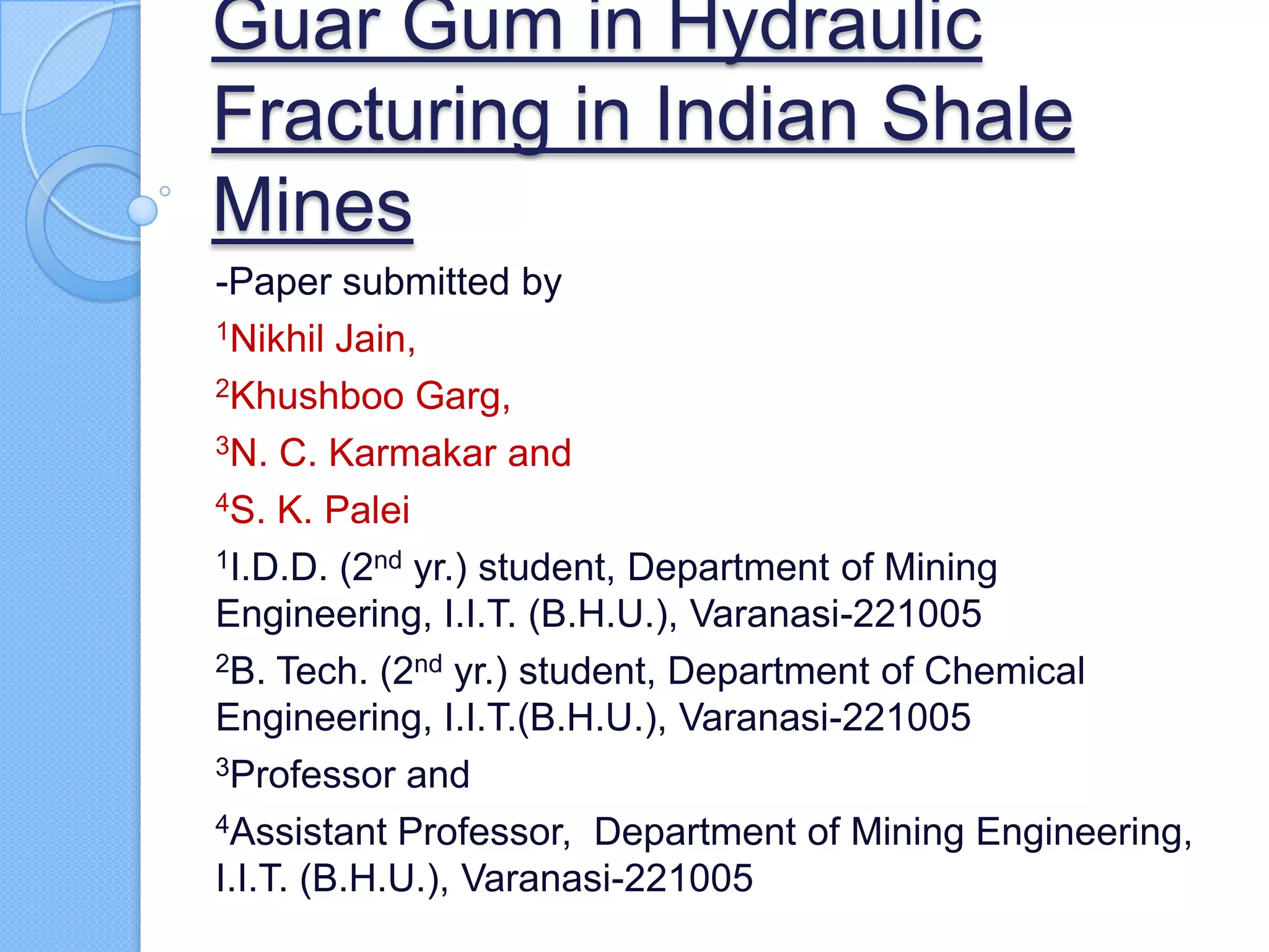Presentation on guar gum in hf in india | PPTX