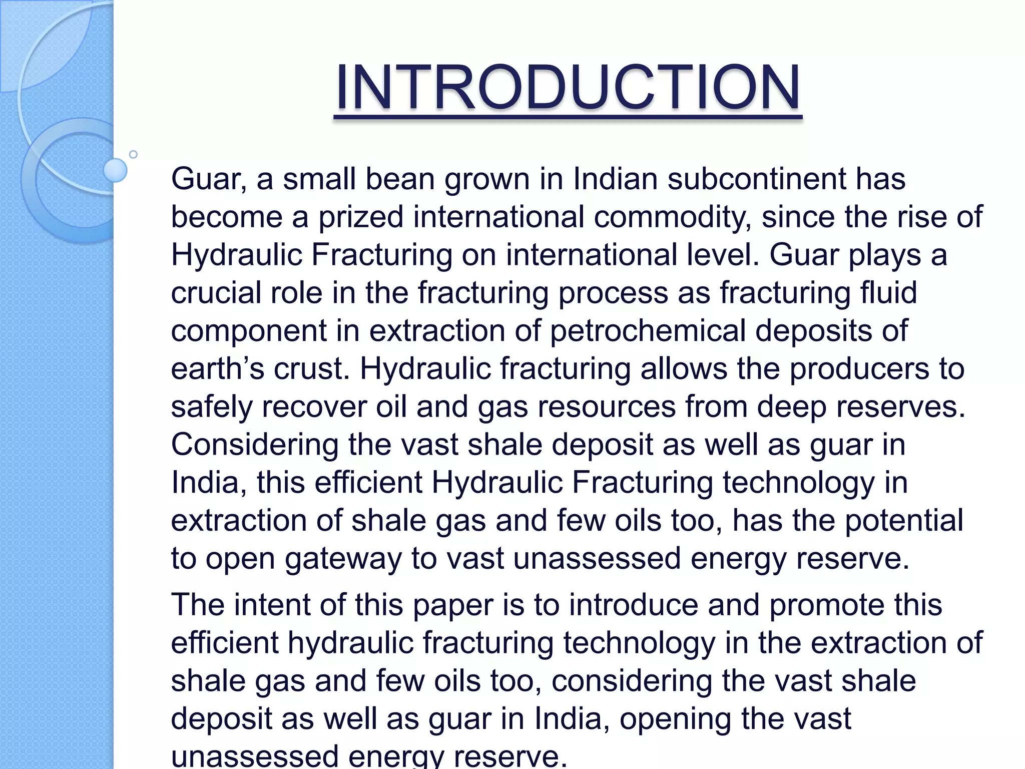 Presentation on guar gum in hf in india | PPTX