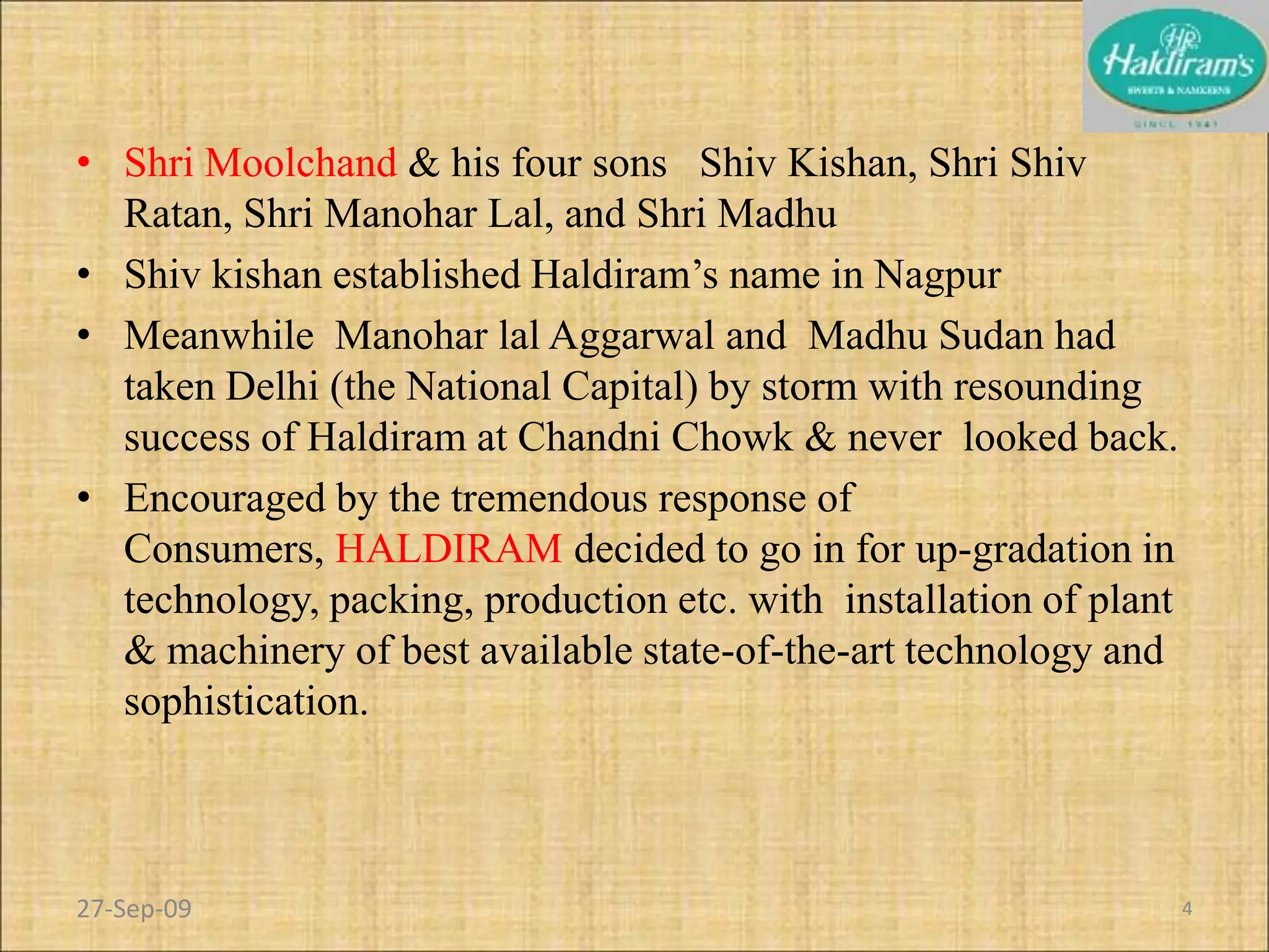 Presentationonhaldiram 090813075702 Phpapp01 | PPT