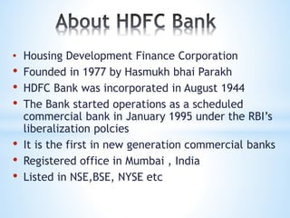 Presentation on hdfc bank. | PPTX
