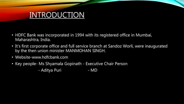 Presentation on hdfc bank | PPTX