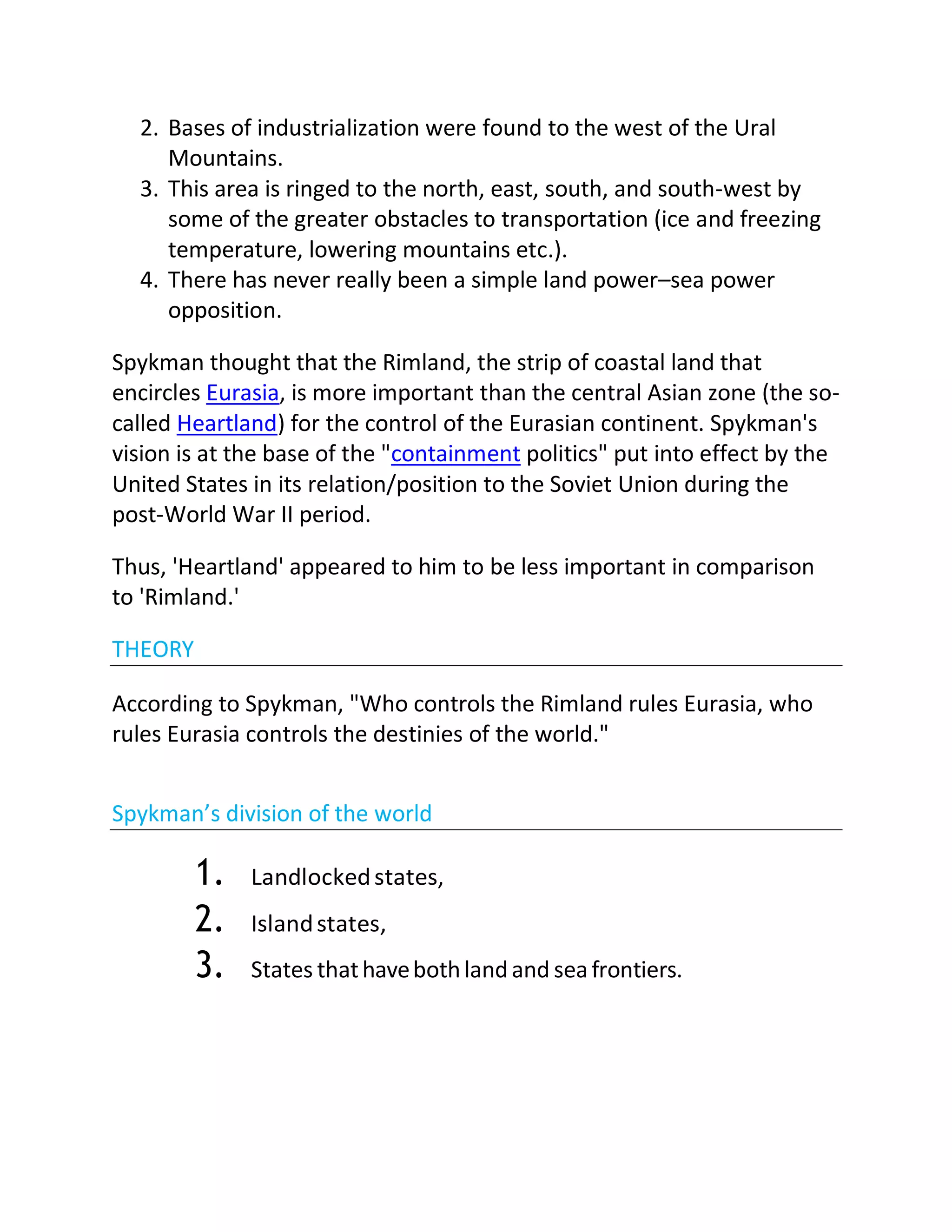 heartland theory & Rimland theory | PDF