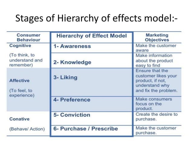 Presentation on hierarchy models and dagmar approach