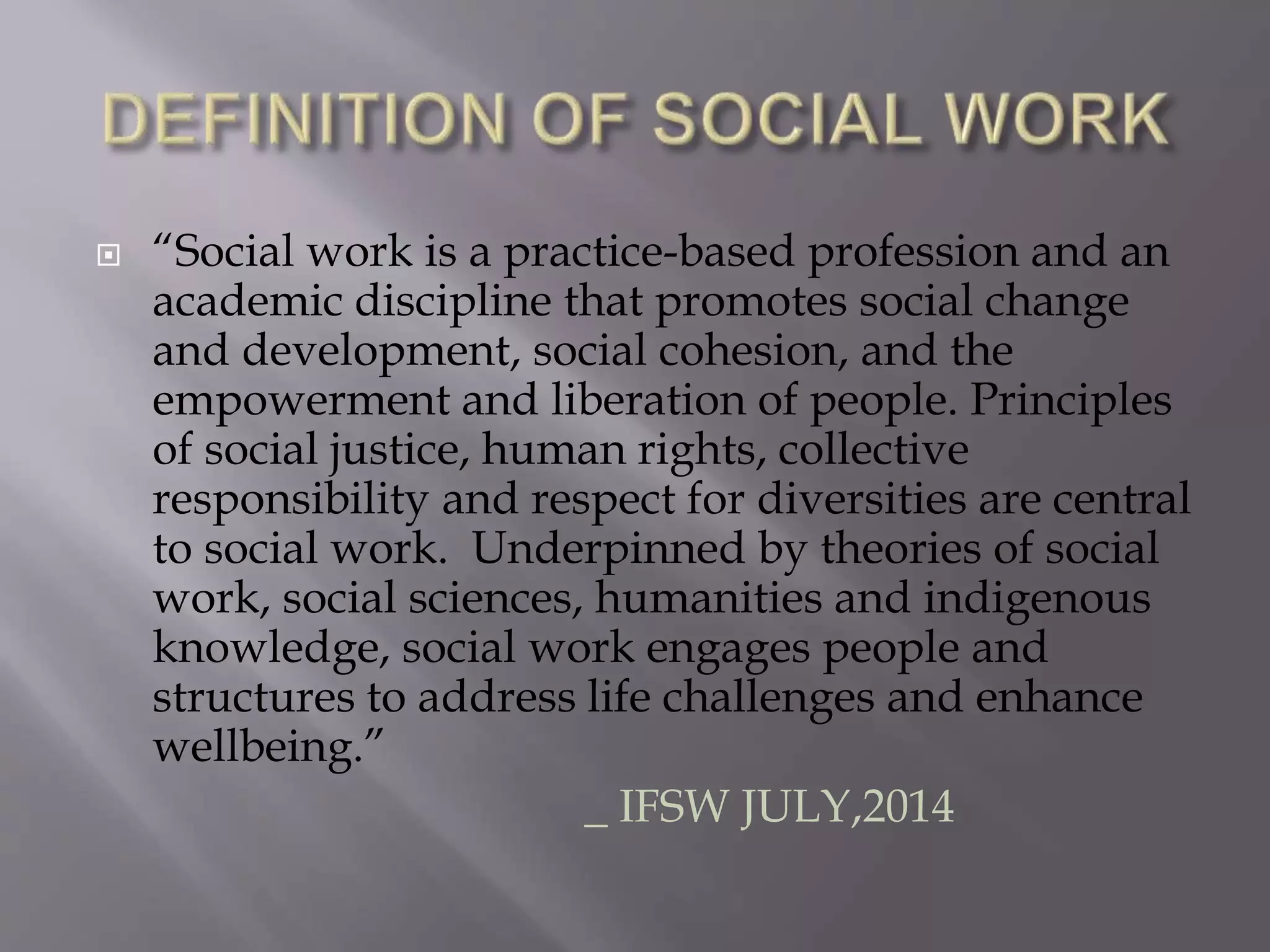 Presentation on historical development of social work in | PPTX
