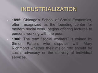 Presentation on historical development of social work in | PPTX