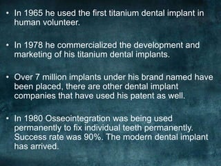 History, present status and future of Dental implant | PPTX