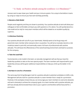 Presentation on Positive attitude among the workforce | PDF