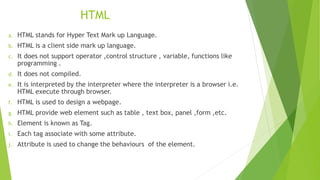 Basic knowledge on html and dhtml | PPT