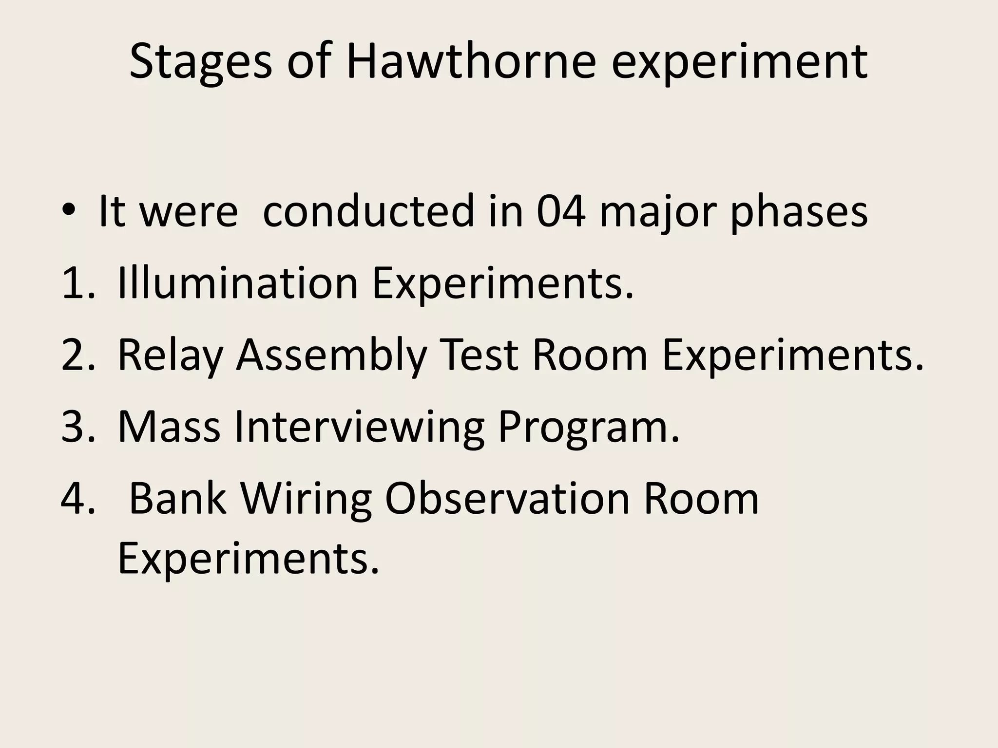 Human Relation Theory: The Hawthorne Experiment | PPTX